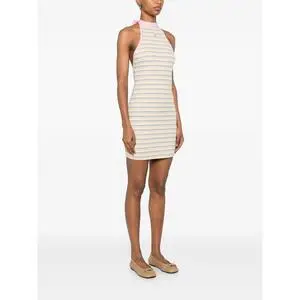 Amiri Halterneck Striped Mini Knit Dress