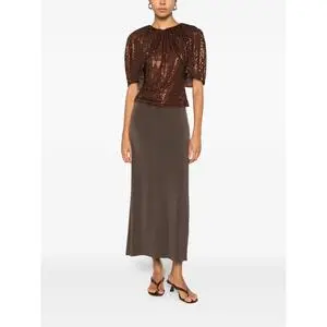 SELF-PORTRAIT Sequin Embellished Round Neck Cape Sleeve Blouse