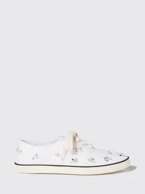 Miu Miu Drill Sneakers With Rhinestones - White
