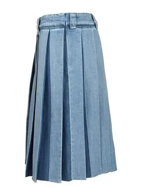 Miu Miu Pleated Denim Skirt - Blue