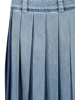 Miu Miu Pleated Denim Skirt - Blue