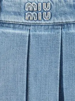 Miu Miu Pleated Denim Skirt - Blue
