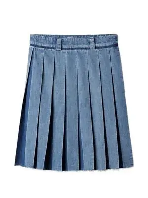 Miu Miu Pleated Denim Skirt - Blue