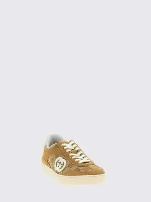 Gucci G75 Suede And Canvas Sneakers With Gg Jacquard Monogram - Cream