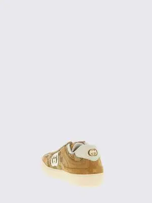 Gucci G75 Suede And Canvas Sneakers With Gg Jacquard Monogram - Cream