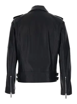 Dsquared2 Black Jacket With Three Zip Pockets In Leather For