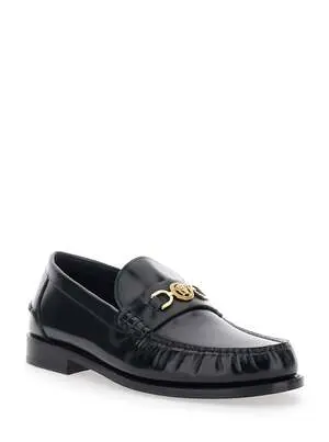 Versace Loafers With Metallic Medusa Head Detail In Black Leather For - Multicolor