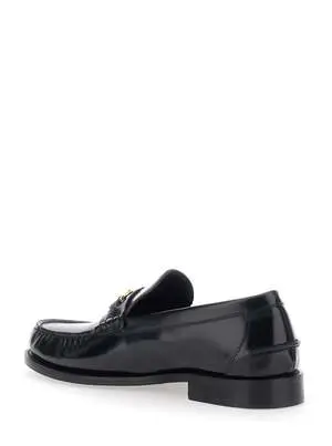 Versace Loafers With Metallic Medusa Head Detail In Black Leather For - Multicolor
