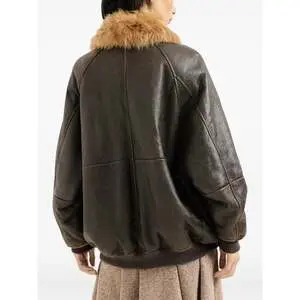 Brunello Cucinelli Shearling Bomber Jacket - Brown