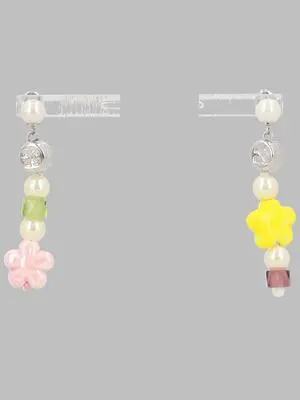 Off-White Beaded Drop Earrings - Silver