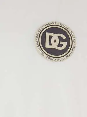 Dolce & Gabbana Crew Neck T-shirt With Logo Embroidery On The Front In Cotton For - White