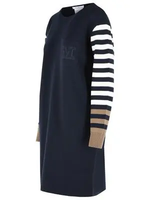 Max Mara Cotro 'velo' Dress In Navy Virgin Wool