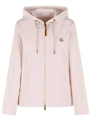Moncler Sarracenia' Hooded Jacket In Polyester And Light Cotton - Pink