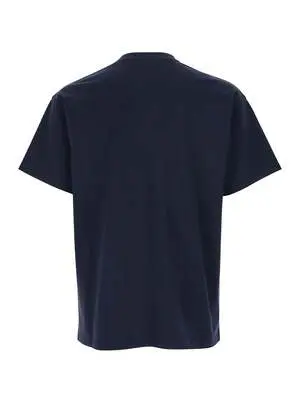 Givenchy Blue Crew Neck T-shirt With Chest Logo Patch In Cotton