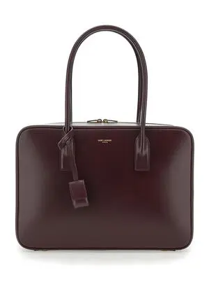 Saint Laurent Bordeaux Shoulder Bag With Logo Lettering On The Front And Keychain Detail In Leather - Multicolor