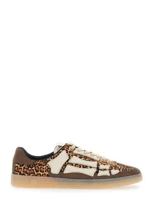 Amiri Pacific Bones' Brown Low Top Sneakers With Logo Patch On The Tongue And Leopard Motif In Suede For - Multicolor
