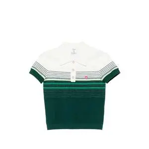 Casablanca Striped Short Sleeve Polo - Green
