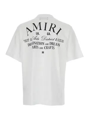 Amiri White Crew Neck T-shirt With Logo Lettering On Front And Back In Cotton For - Multicolor