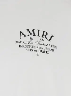 Amiri White Crew Neck T-shirt With Logo Lettering On Front And Back In Cotton For - Multicolor