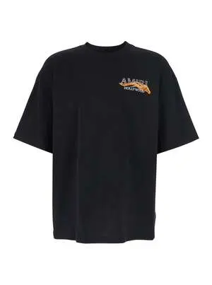 Amiri Black T-shirt With Logo Print On Front And Back In Cotton For - Multicolor