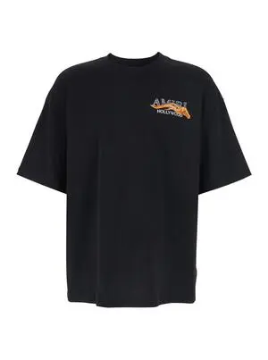 Amiri Black T-shirt With Logo Print On Front And Back In Cotton For - Multicolor