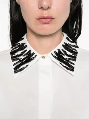 Max Mara Printed Collar Cotton Shirt - Multicolor