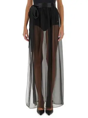 Dolce & Gabbana Silk Chiffon Long Skirt - Black