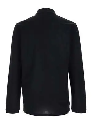 Givenchy Black Polo Shirt With Logn Sleeves And Chest Logo Patch In Cotton
