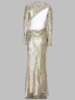 SELF-PORTRAIT Metallic Effect Maxi Dress - Gold
