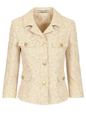 Tagliatore Cotton Blend Bouclé Short Jacket - Cream