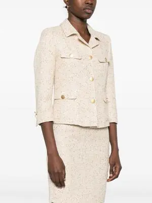 Tagliatore Cotton Blend Bouclé Jacket - Cream