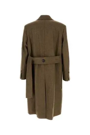 FERRAGAMO Melange Mud Wool Coat