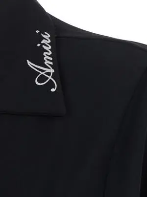 Amiri Shirt With Notched Collar With Logo Lettering Embroidery In Tech Fabric For - Black