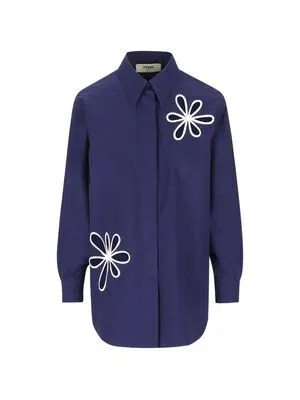 Fendi Embroidered Cotton Shirt - Multicolor