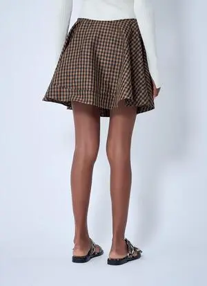 GANNI Check Mini Skirt - Brown
