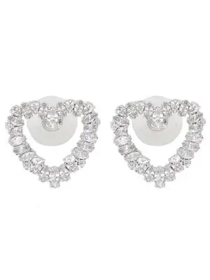 SELF-PORTRAIT Crystal Heart Earrings - Silver