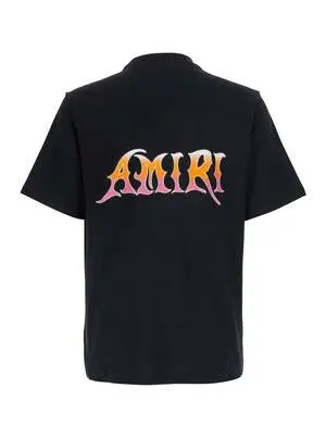 Amiri Black Crew Neck T-shirt With Print Detail On The Front And Maxi Print On The Back In Cotton For - Multicolor