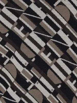 Fendi Crewneck Sweater With All-over Geometric Motif In Wool - Brown