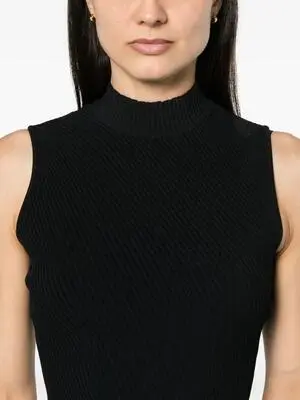 TOTEME Asymmetric Knit Top - Black