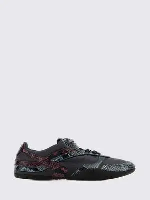 Miu Miu MIU MIU Nylon And Python Print Leather Sneakers Gray