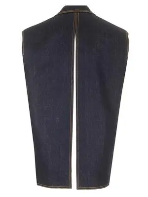 Etro Metallic Cotton Blend Denim Waistcoat - Blue
