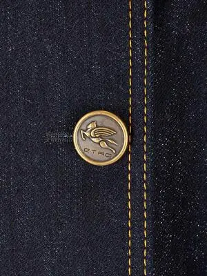 Etro Metallic Cotton Blend Denim Waistcoat - Blue