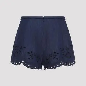 Zimmermann Mahon Broderie Denim Short - Blue