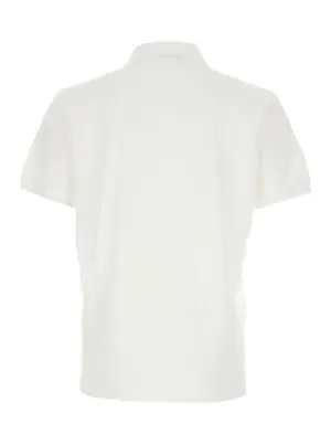 Fendi Polo Shirt With Logo Patch On The Front In Cotton Pique - White