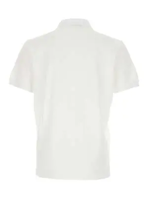 Fendi Polo Shirt With Logo Patch On The Front In Cotton Pique - White