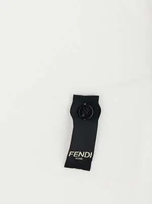 Fendi Polo Shirt With Logo Patch On The Front In Cotton Pique - White