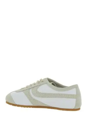 Dries Van Noten White Low Top Sneakers With Embossed Logo On The Tongue In Leather And Suede - Multicolor
