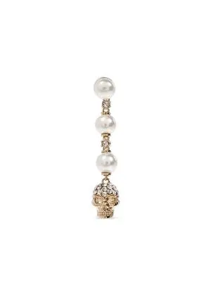 Alexander McQueen Skull And Pearl Earrings - Silver