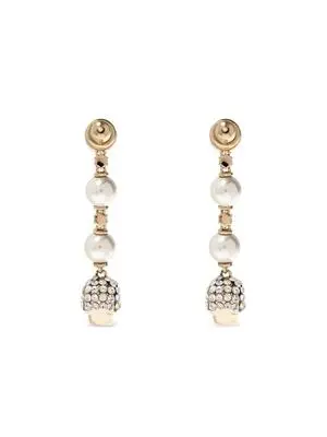 Alexander McQueen Skull And Pearl Earrings - Silver
