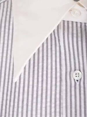 Thom Browne Striped Seersucker Long Shirt - Gray